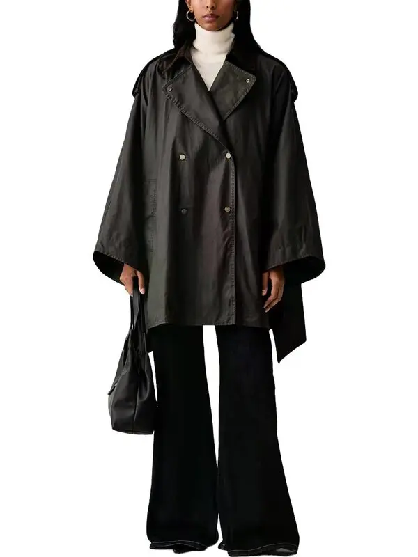 VICOLO Waxed Double-breasted Coat - Black