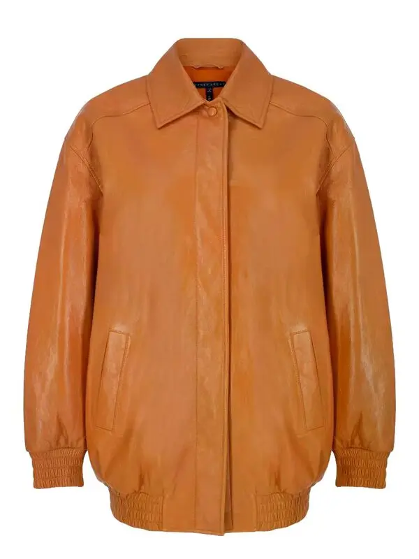 Zeynep Arçay Oversized Leather Coat - Orange