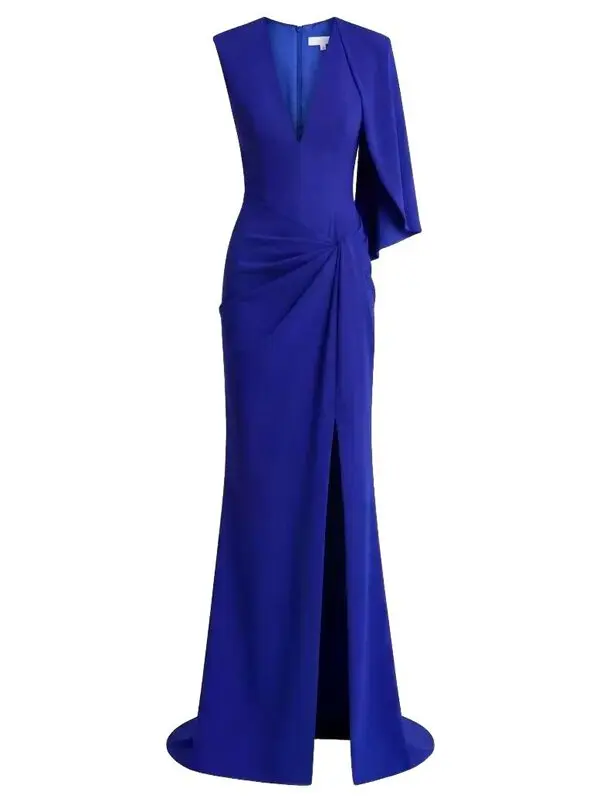 GEMY MAALOUF Draped V-neck Dress - Blue