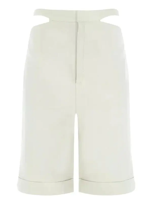Zeynep Arçay Cut-out Leather Bermuda Shorts - Neutrals