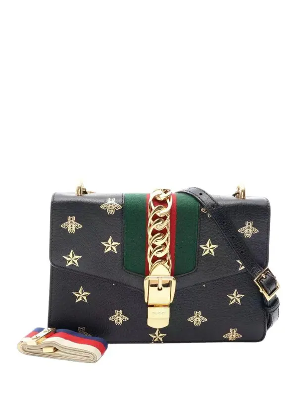 Gucci 2010s Sylvie Sherry Line Bee Star Shoulder Bag - Black