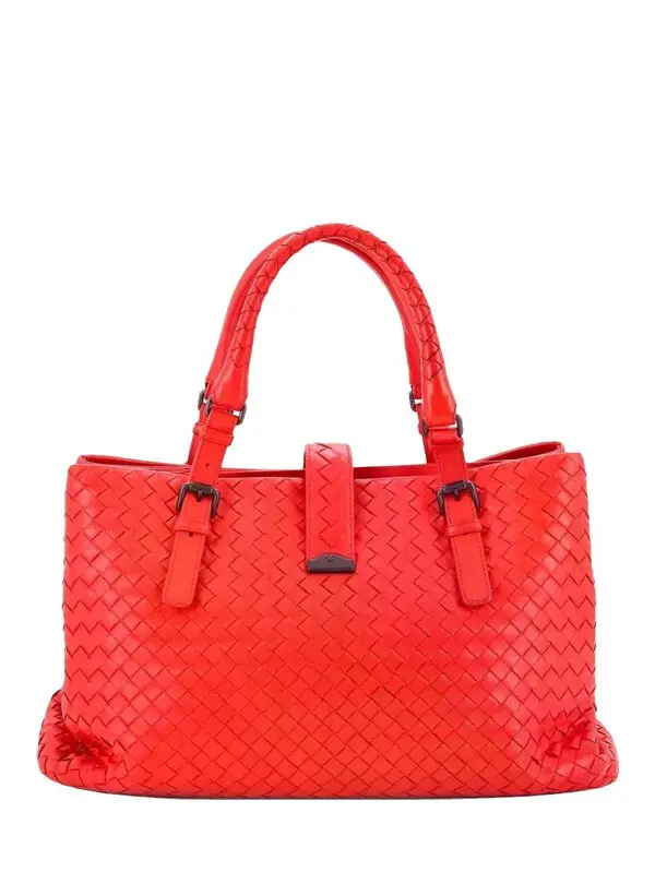 Bottega Veneta Roma Bag Intrecciato Nappa Medium Tote Bag - Red