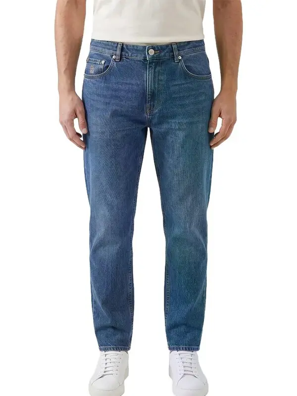 Brunello Cucinelli Logo-patch Straight-leg Jeans - Blue