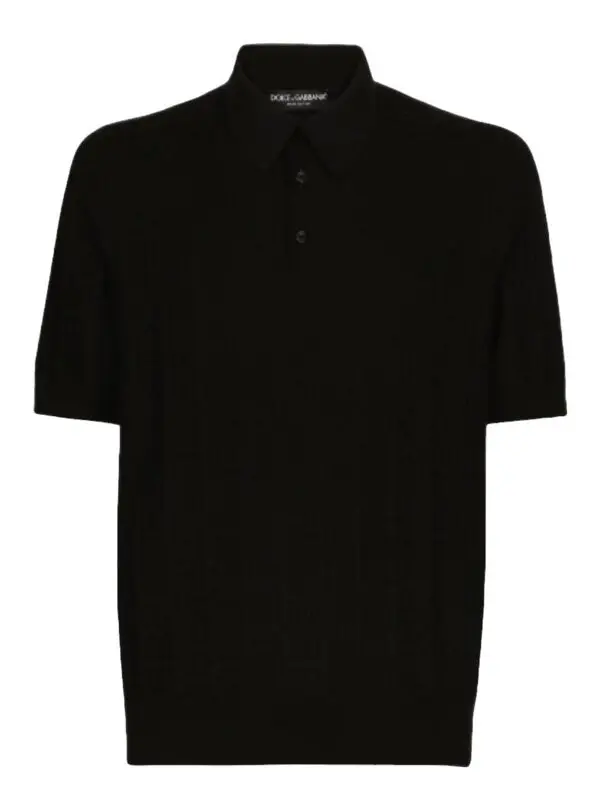 Dolce & Gabbana Dolce Gabbana Logo Jacquard Short-sleeved Polo Shirt - Black
