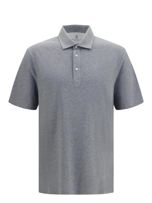 Brunello Cucinelli Cotton Jersey Polo With Shirt-style Collar - Medium Gray