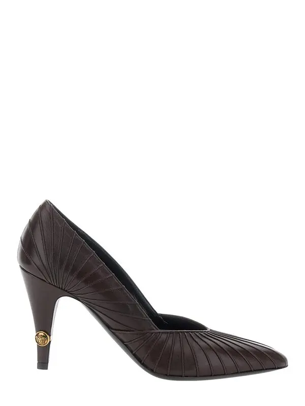 Versace Pump Leather Brown Leather Pumps For - Multicolor