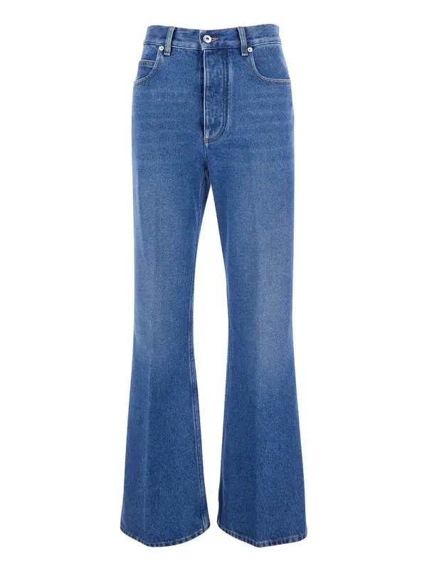 Bottega Veneta Blue Jeans With Logo Patch On The Back And Flared Leg In Denim For - Multicolor