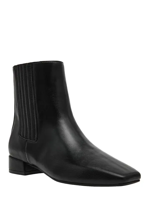Anne Klein Raspey Faux Leather Chelsea Bootie - Black Smooth