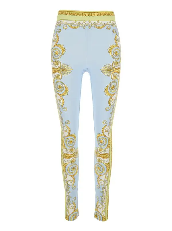 Versace Leggings With All-over Baroque Print In Stretch Fabric For - Multicolor