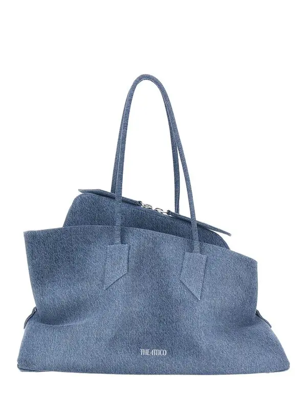 Attico La Passeggiata' Blue Medium Shoulder Bag With Two Top Handles In Denim For - Multicolor