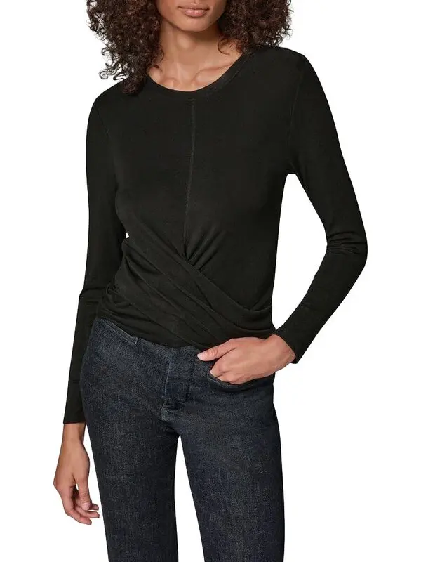 Donna Karan New York Drape Front Knit Top - Black