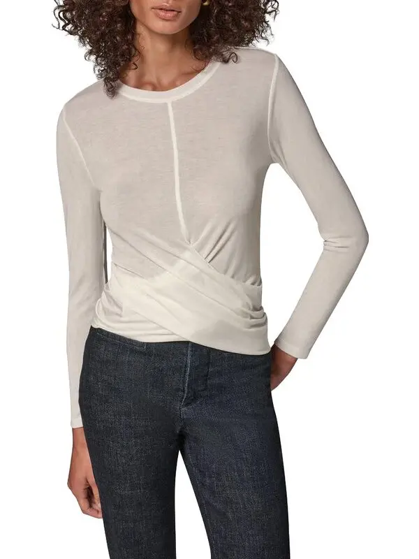 Donna Karan New York Drape Front Knit Top - Cream