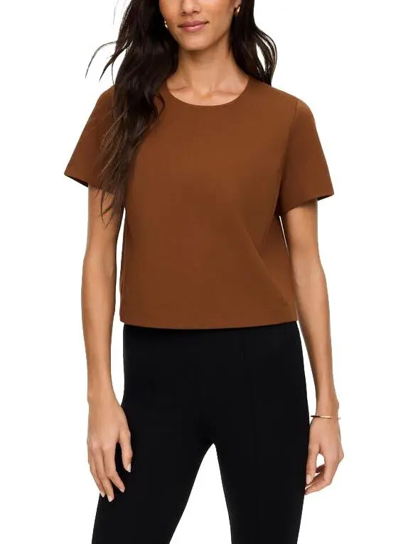 Spanx Ponte Cropped Crewneck Tee - Brandy