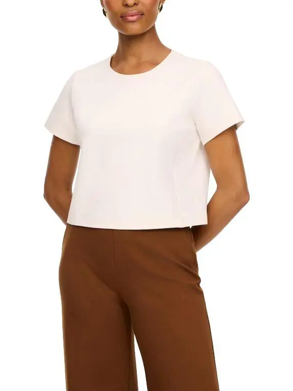 Spanx Ponte Cropped Crewneck Tee - Ivory