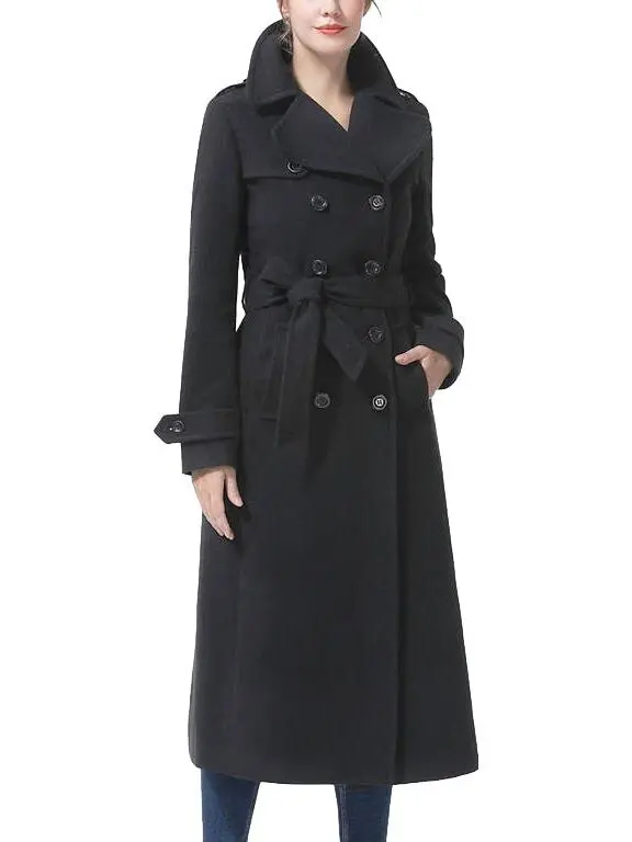 KIMI + KAI Charlotte Long Wool Blend Coat - Black