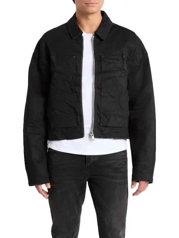 PURPLE BRAND Raw Denim Zip Jacket - Black