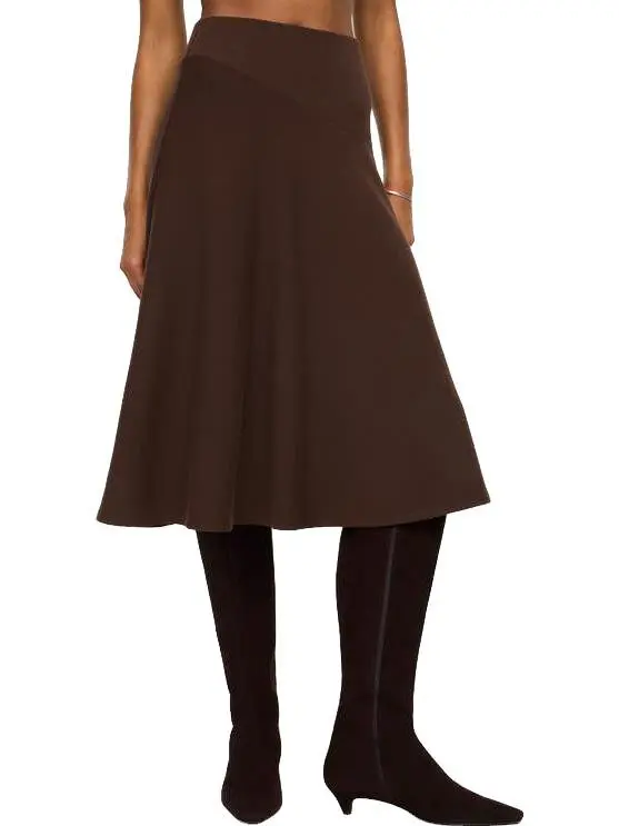 Spanx Draped High Waist Midi Skirt - Umber Root