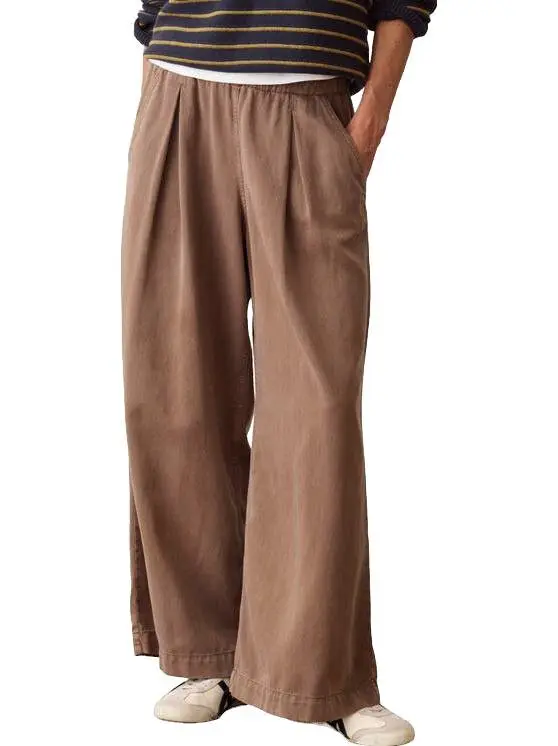 Marine Layer Allison Pleated Wide Leg Trousers - Java