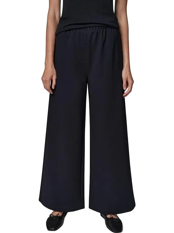 Donna Karan New York Double Knit Wide Leg Pants - Black