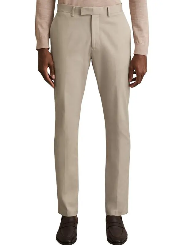 REISS Eastbury Slim Fit Stretch Cotton Chinos - Stone
