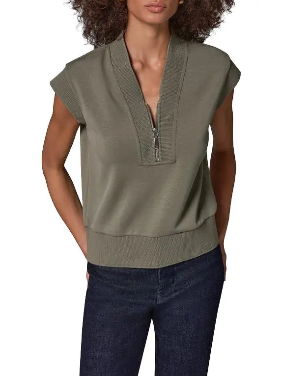 DONNA KARAN WEEKEND Dolman Half Zip Pullover Top - Sage