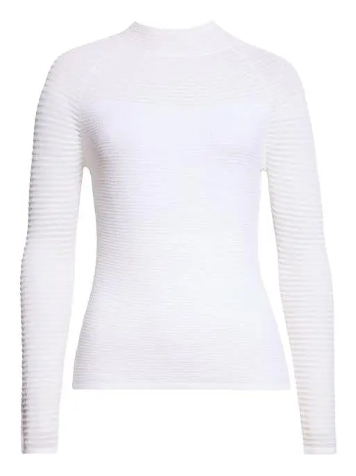Lafayette 148 New York Textured Stripe Merino Wool Sweater - Cloud