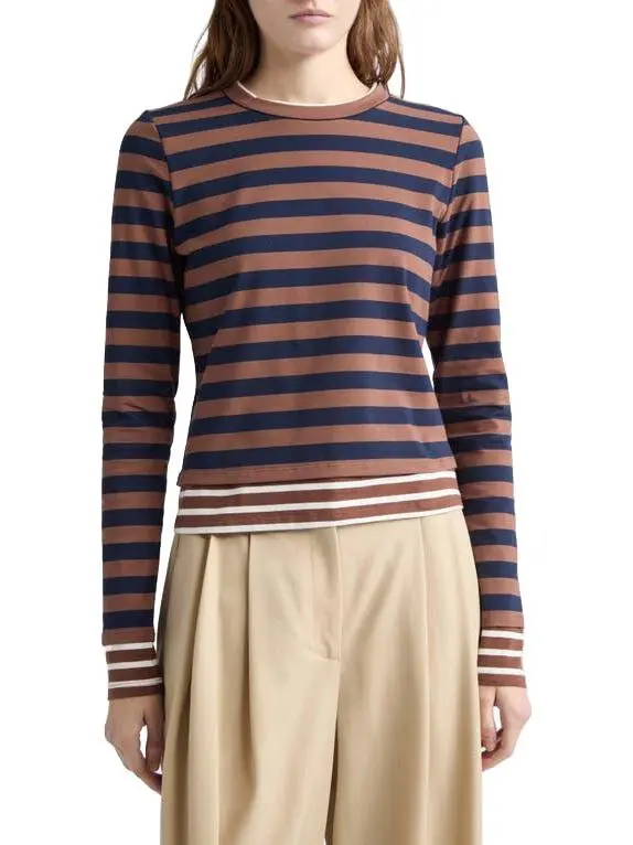 Monse Asymmetric Twisted Striped T-shirt - Brown Multi