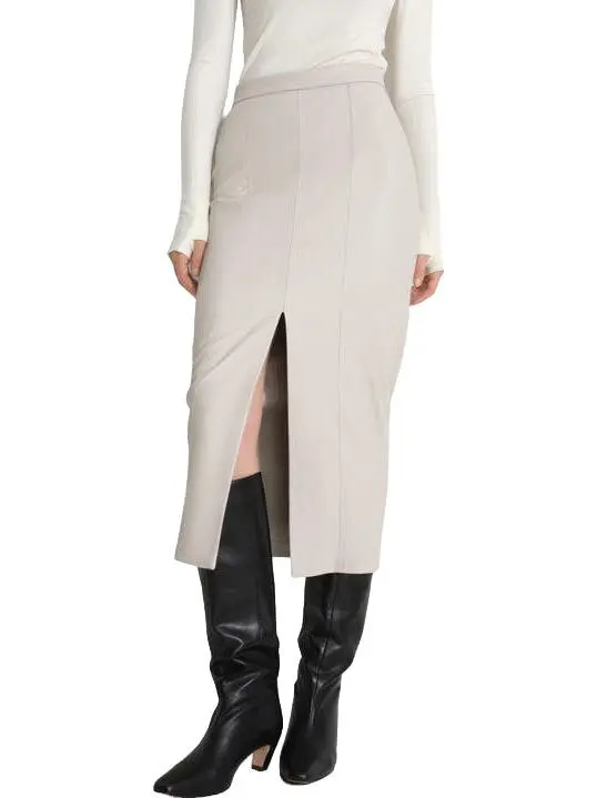 MARCELLA Nerida Faux Leather Midi Skirt - Bone