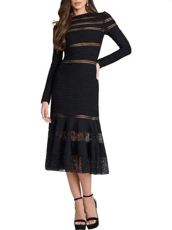 Tadashi Shoji Pintuck Flare Midi Dress - Black