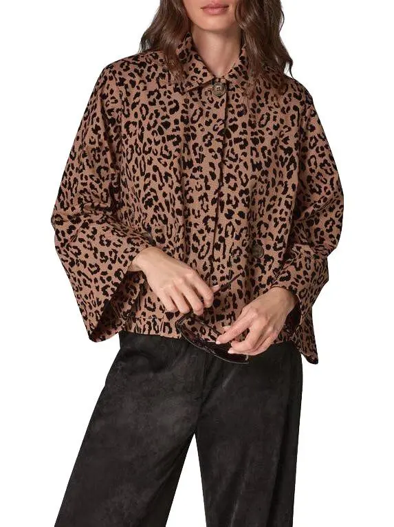 Donna Karan New York Flocked Leopard Print Trapeze Jacket - Camel Combo
