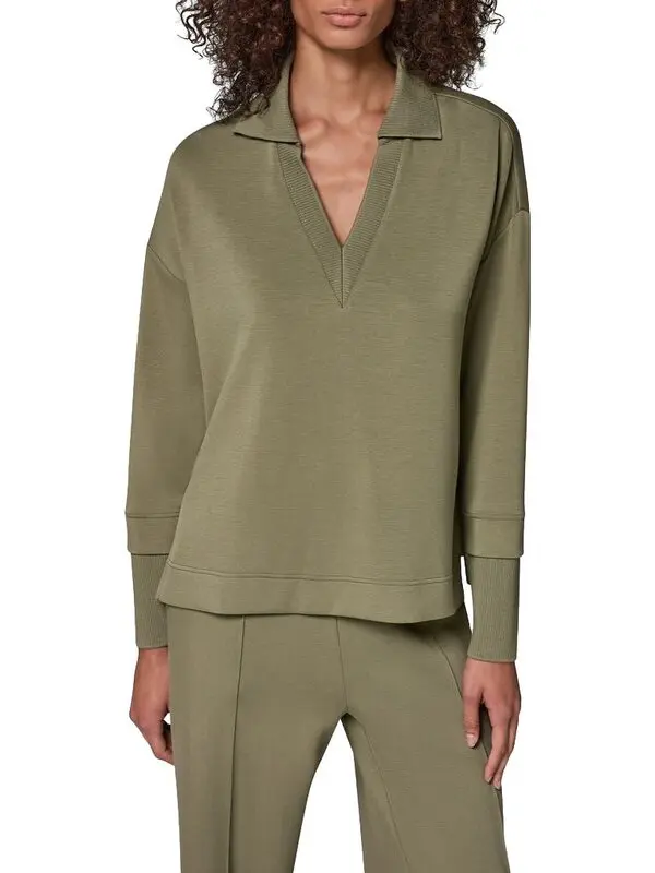 Donna Karan New York Jet Setter V-neck Top - Sage