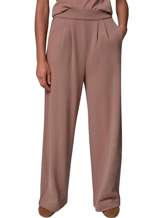 Donna Karan New York High Waist Wide Leg French Terry Pants - Camel