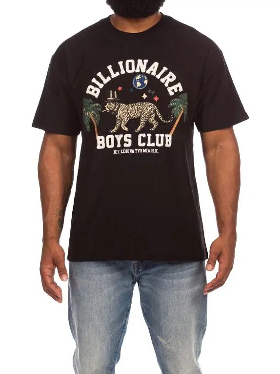 BILLIONAIRE BOYS CLUB Leopard Embroidered Appliqué Cotton T-shirt - Black