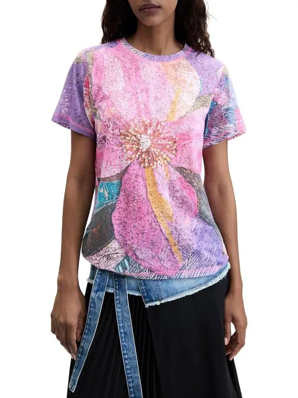 Desigual Graphic T-shirt - Pink Multi