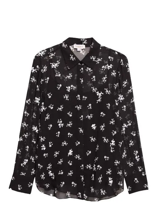 Lafayette 148 New York Scottie Embellished Silk Blouse - Black Multi