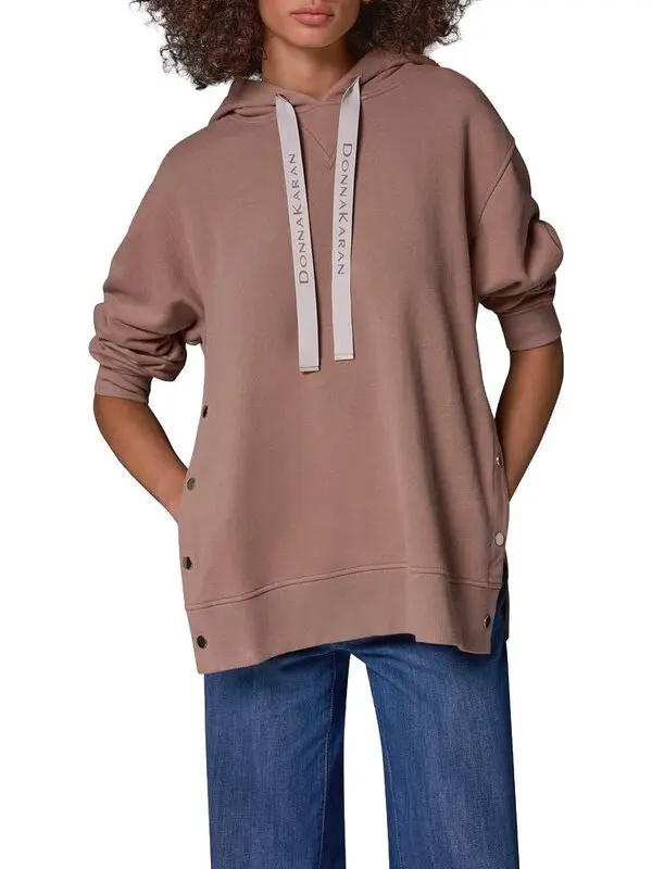 Donna Karan New York French Terry Snap Side Hoodie - Camel