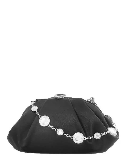 Judith Leiber Gemma Satin Clutch - Silver Black