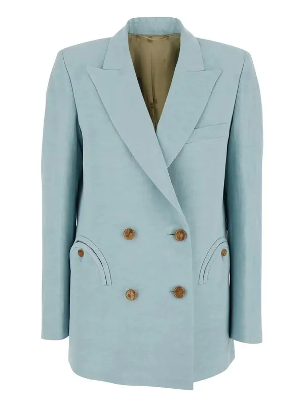 BLAZÉ MILANO Light Jacket With Peak Lapels In Silk Blend - Blue