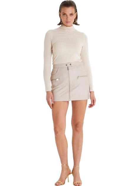 FURNIQ UK Leather Fashion Skirt - Beige
