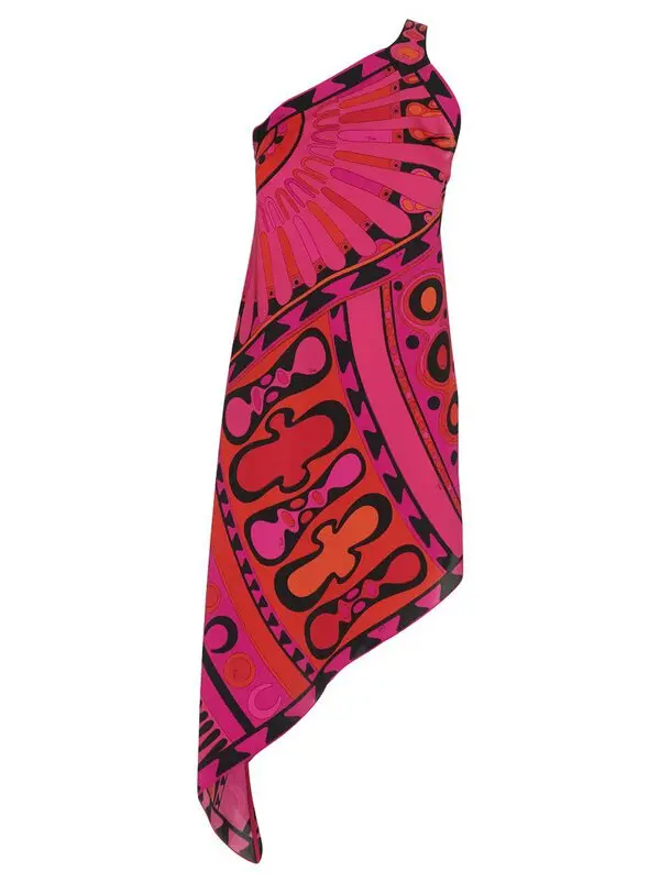 Emilio Pucci Fuchsia One-shoulder Sleeveless Dress With Asymmetric Neckline In Silk For - Multicolor