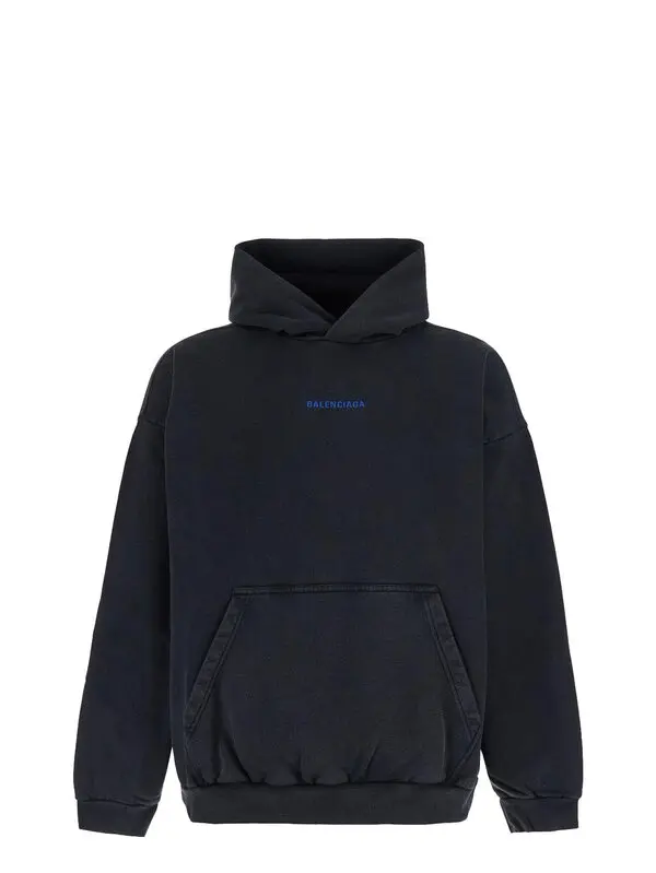 Balenciaga High Neck Hoodie 2zn Bal Back Gradient Dry Moll - Black
