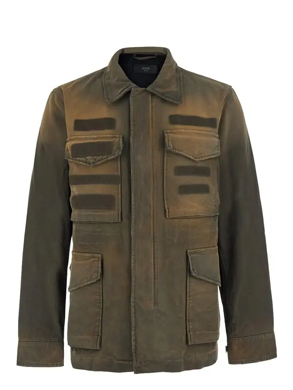 Amiri M65' Green Jacket With Military Design And Embroidered Logo On The Front In Cotton For - Multicolor