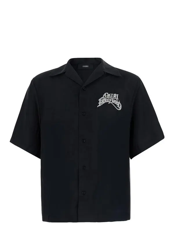Amiri Black Shirt With Logo On The Front And Back In Fabric For - Multicolor