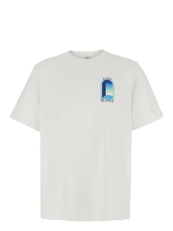 Casablanca White T-shirt With Logo Print On The Front And Back In Cotton For - Multicolor