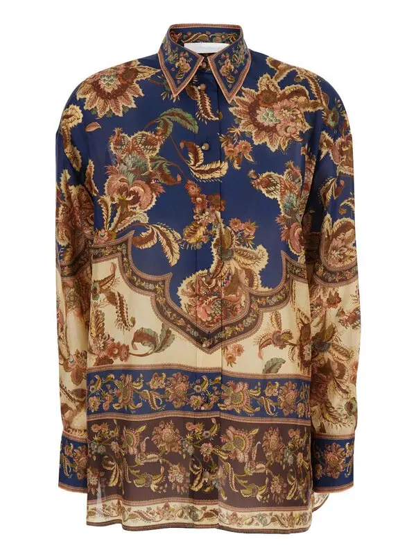 Zimmermann Aster' Shirt With Classic Collar And All-over Print In Silk For - Multicolor