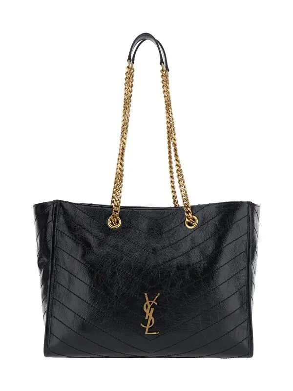 Saint Laurent Niki' Black Shoulder Bag With Logo Plaque On The Front In Leather For - Multicolor