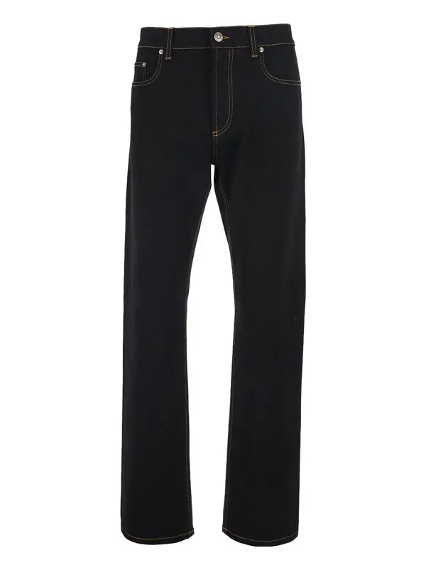 Versace Black Jeans With Five-pocket Design And Logo Patch On The Back In Denim For - Multicolor