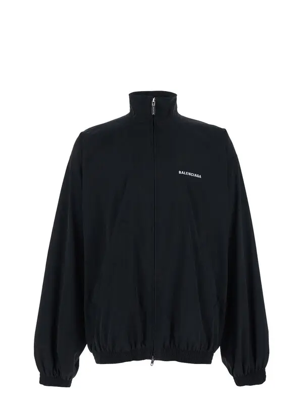 Balenciaga Black High Neck Sweatshirt With Logo Lettering On Front And Rear In Tech Fabric - Multicolor