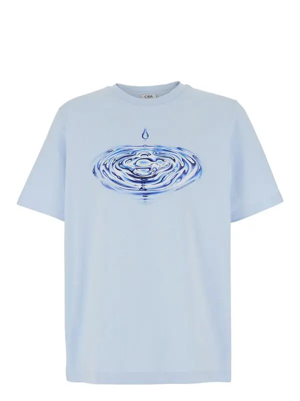 Casablanca Light-blue T-shirt With Front Logo In Cotton For - Multicolor