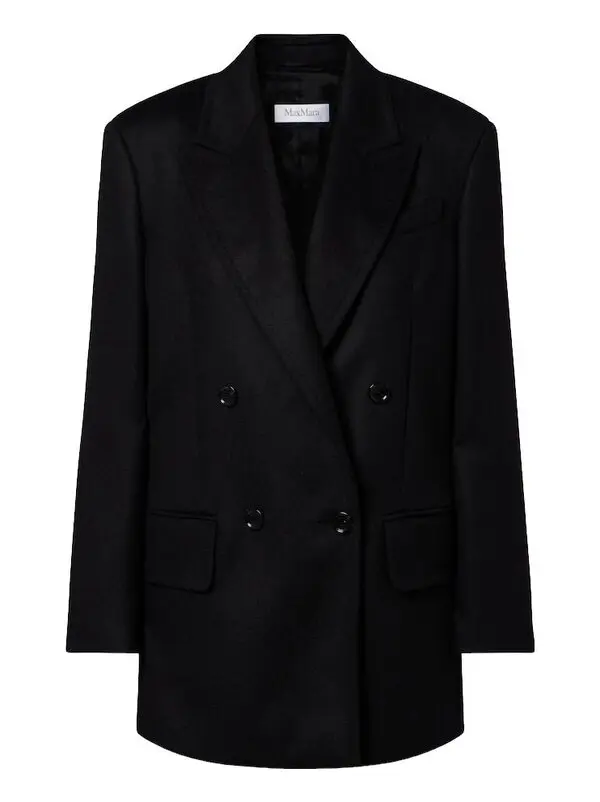 Max Mara Double-breasted Camel Hair Blazer - Black